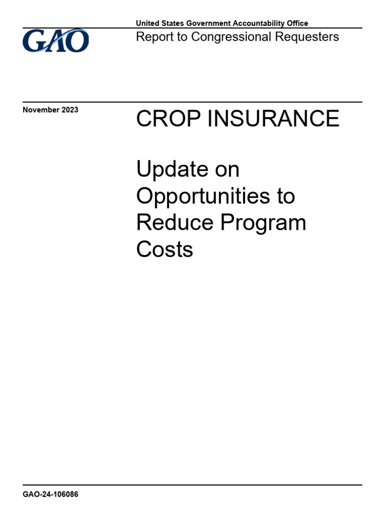 Crop Insurance: Update On Opportunities To Reduce Program Costs | PDF ...