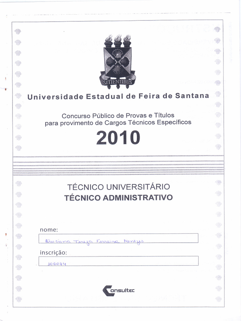 Prova Concurso Técnico UEFS | PDF