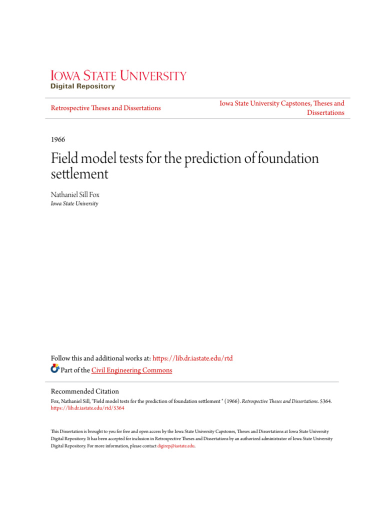 Field Model Tests For The Prediction of Foundation Settlement ...