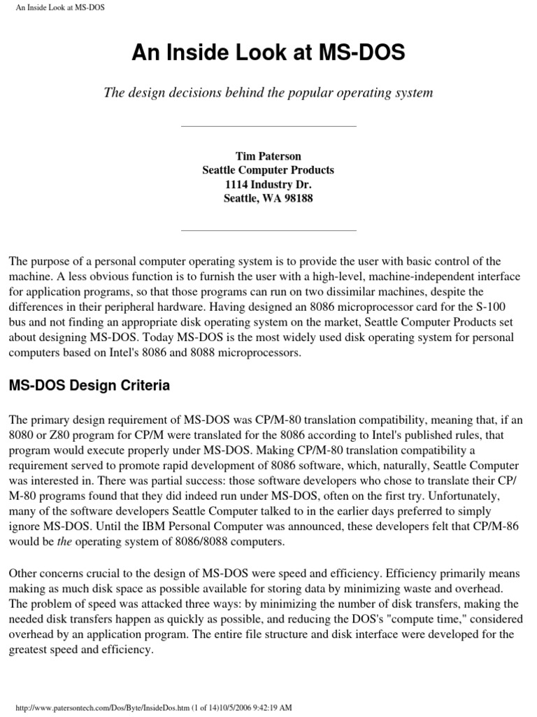An Inside Look at MS-DOS | PDF | Computer File | Hard Disk Drive