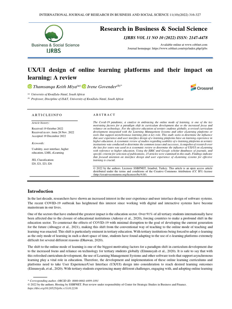 UXUI Design of Online Learning Platforms and Their | PDF | Educational Technology | Usability