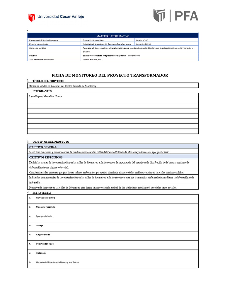 Ficha de Monitoreo | PDF | Residuos