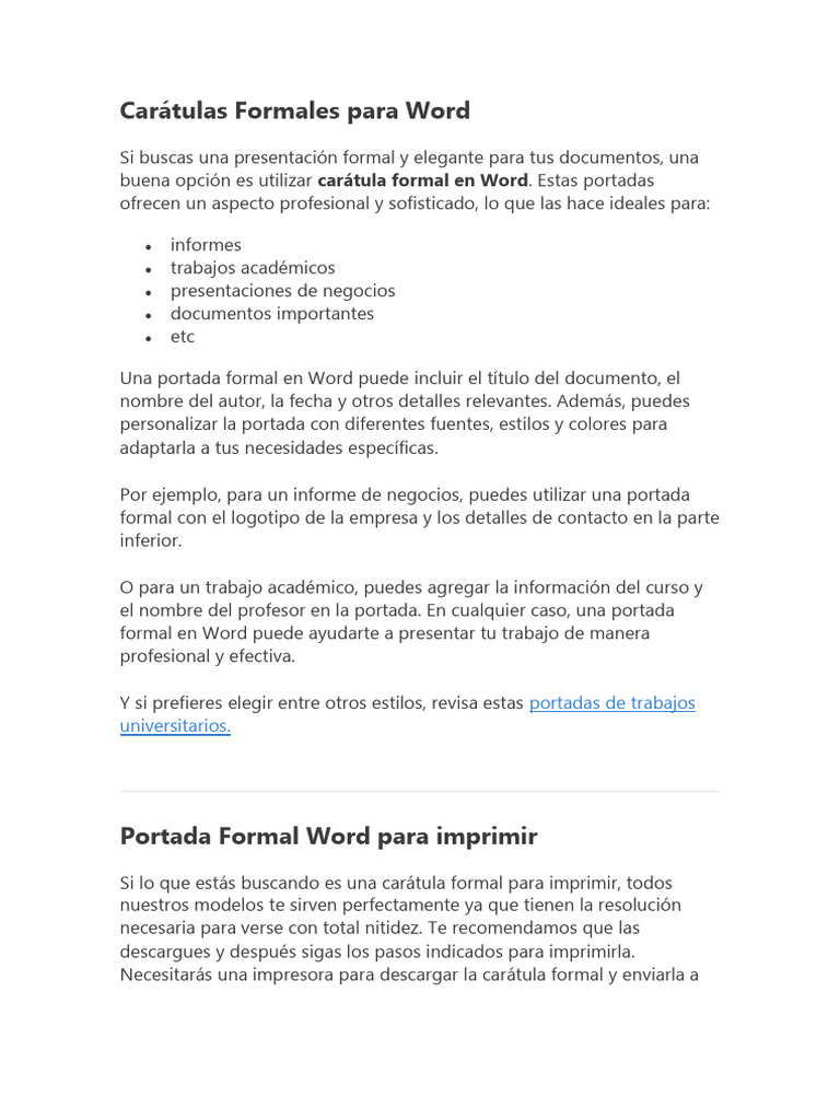 Carátulas Formales para Documentos Word | PDF | Crecimiento personal y ...