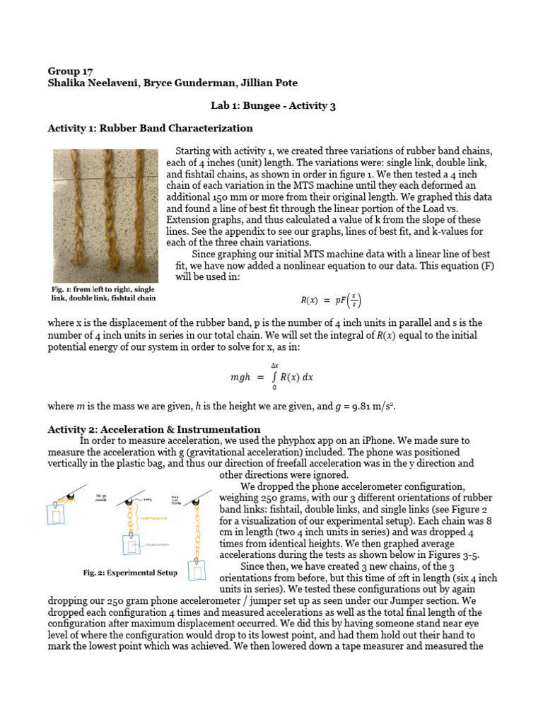 Lab1 Bungee - Final Report 1 | PDF | Accelerometer | Force