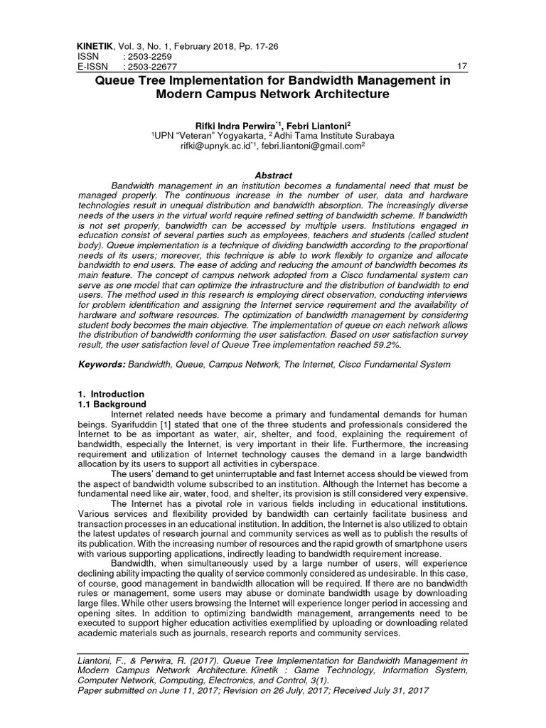 Queue Tree Implementation For Bandwidth Management Pdf Computer Network Internet