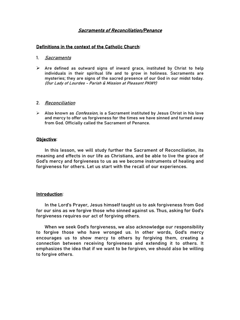 Sacraments of Reconciliation Group 4 | PDF | Penance | Sacraments