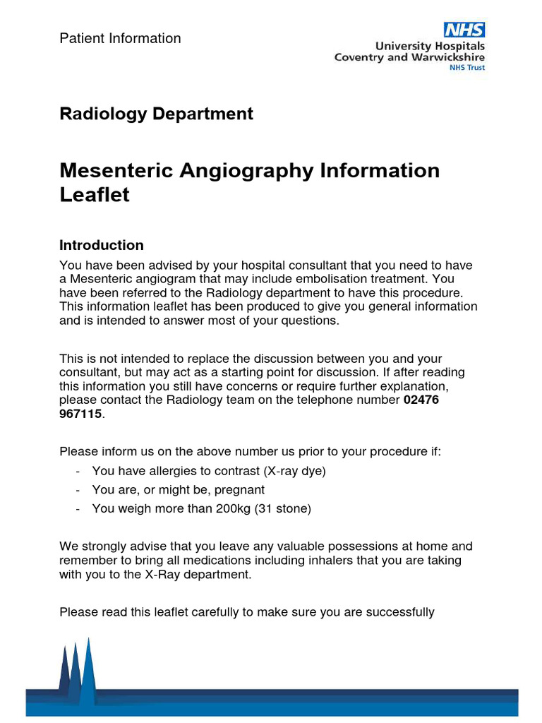 Mesenteric Angiography | PDF | Angiography | Radiology
