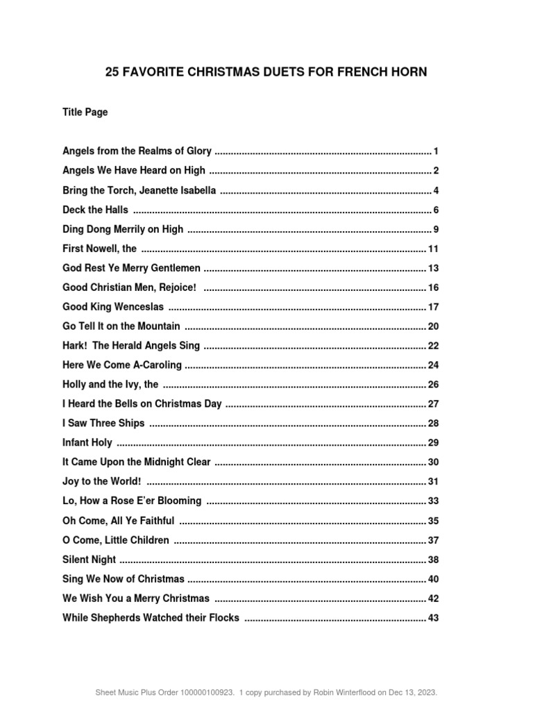 25 Favorite Christmas Duets For French Horn | PDF | Christmas ...