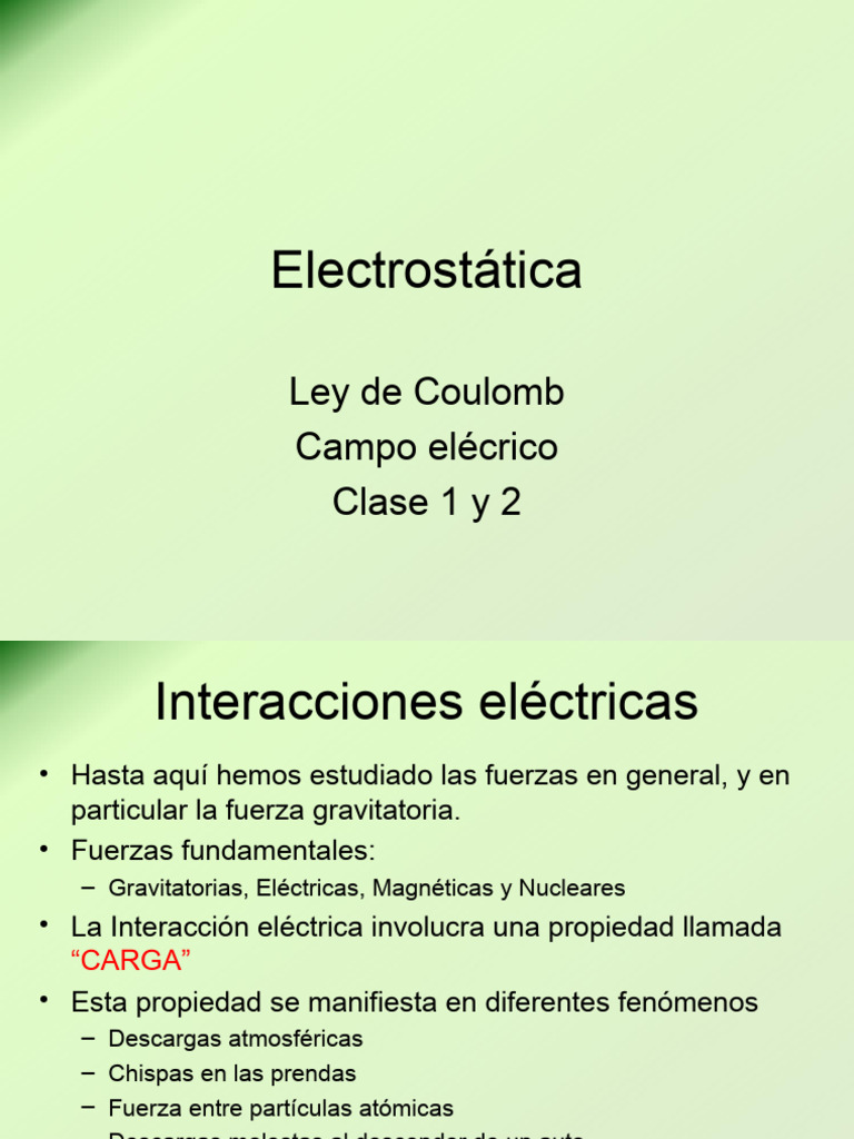Electrostática Clase | PDF | Electrostática | Electricidad