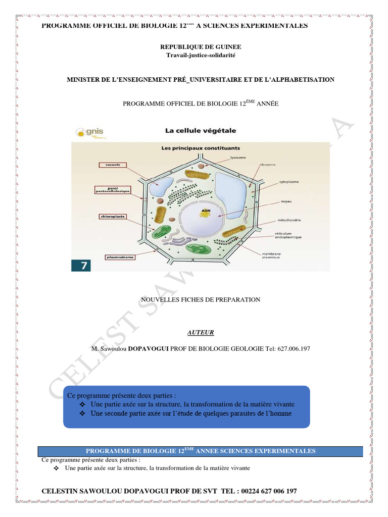 Biologie 12 Eme | PDF | Cytosol | Réticulum endoplasmique