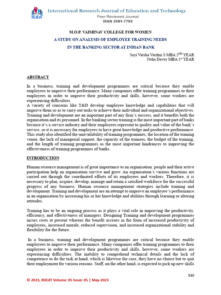 A Study On Analysis of Employee Training Ne | PDF | Employment ...