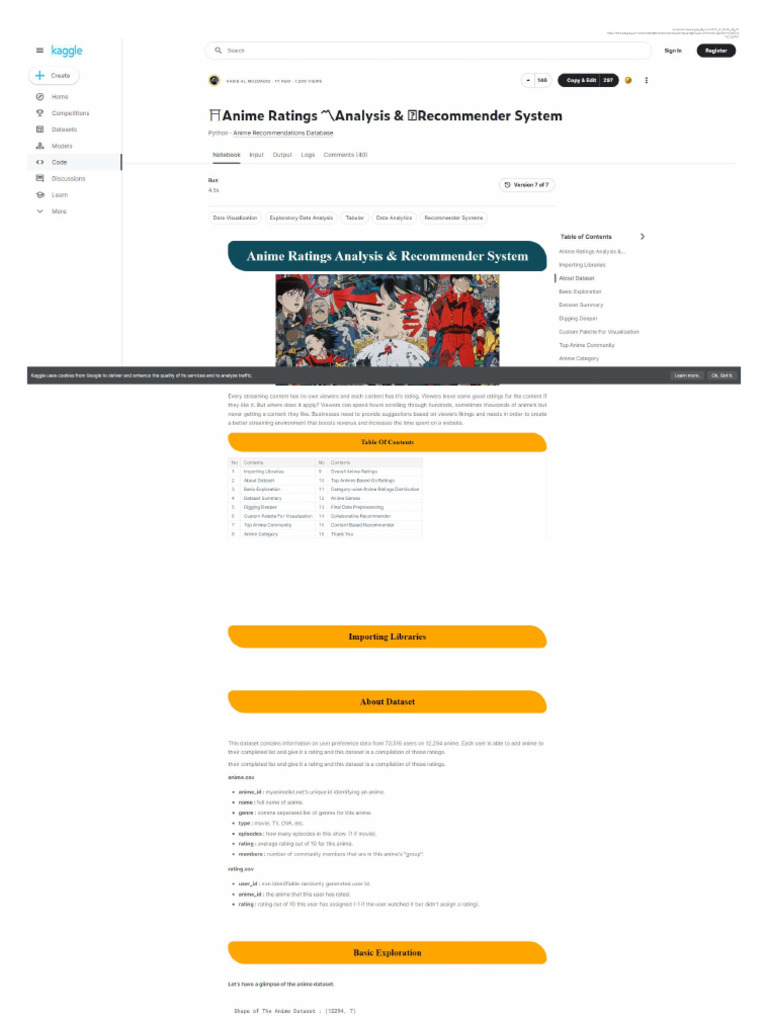 Anime Ratings-Analysis & Recommender System | PDF