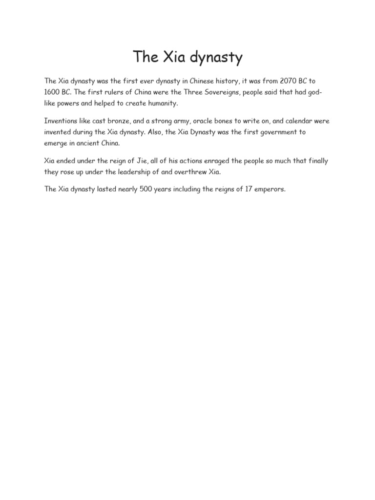 The Xia Dynasty | PDF