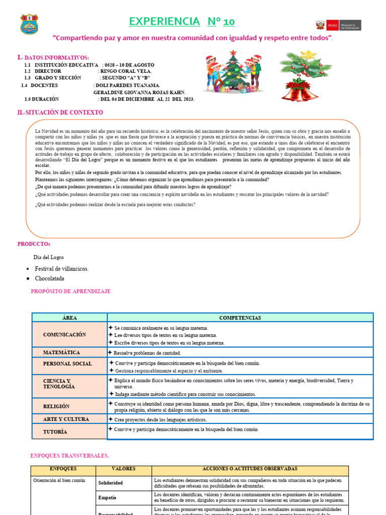 Eda N°10 - 2023 | PDF | Aprendizaje | Evaluación