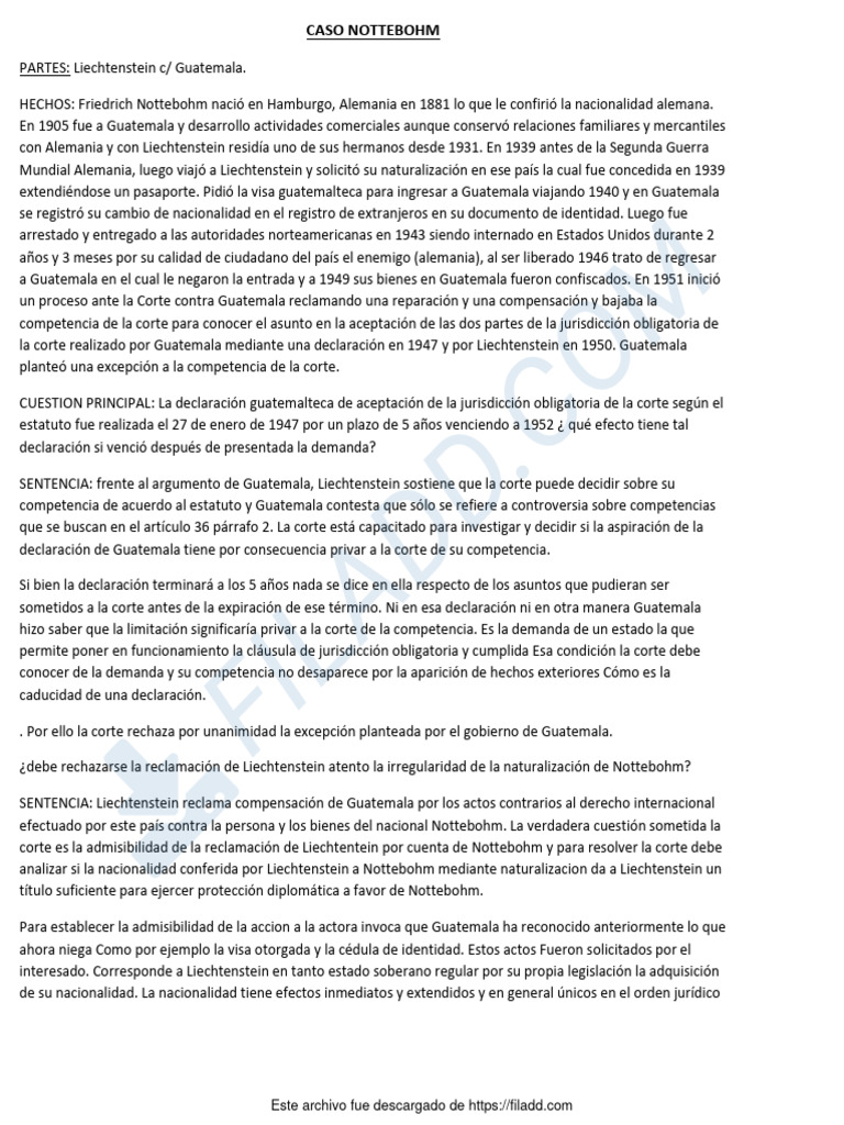 Análisis del Caso Nottebohm | PDF | Gobierno | Políticas globales