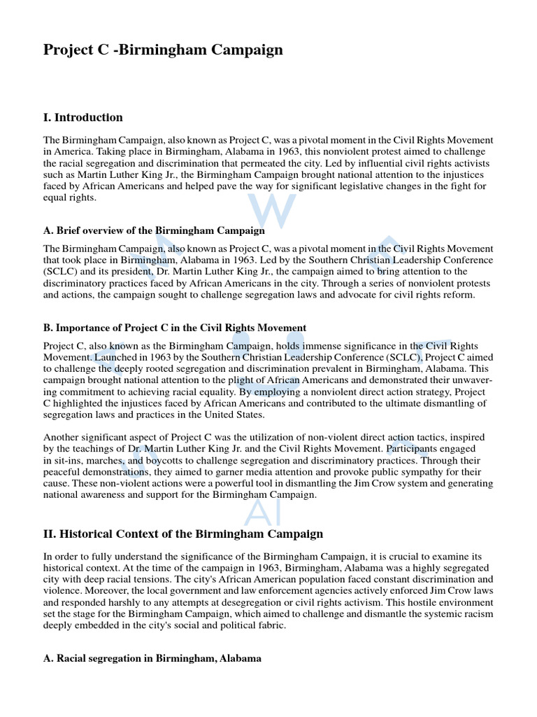 Project C - Birmingham Campaign | PDF | Martin Luther King Jr. | Jim ...