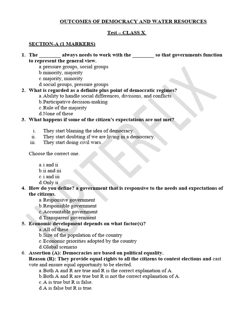 Outcomes of Democracy: Class 10 Notes | PDF