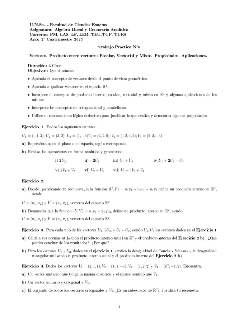 TP6 2023 | PDF | Espacio vectorial | Base (álgebra lineal)