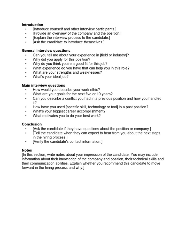 Interview Template 1 | PDF