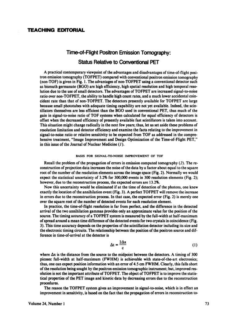 Budinger 1983 | PDF | Positron Emission Tomography | Time Of Flight Mass Spectrometry