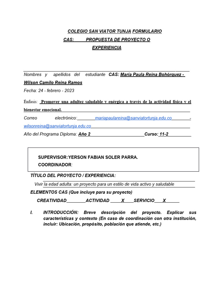 Proyecto Cas Maria Paula Reina - Wilson Camilo Reina | PDF | Adultos