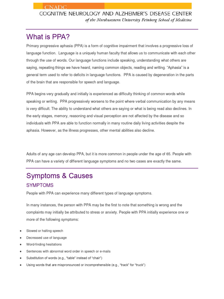 What Is PPA?: Symptoms | PDF