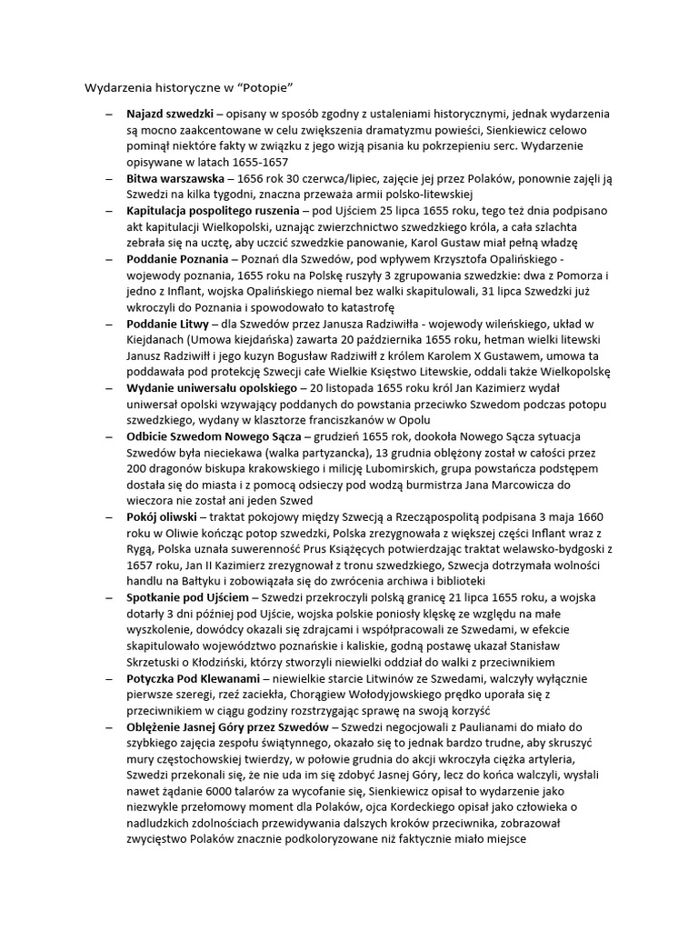 Historia W "Potopie" | PDF