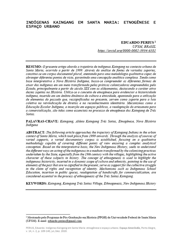 PERIUS_Kaingang em SM | PDF | Sociologia | Brasil