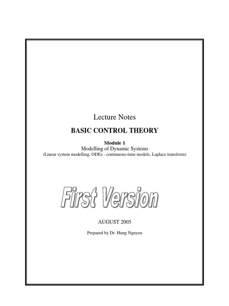 Basic Control Theory-Dr. Hung Nguyen | PDF | Laplace Transform | Equations