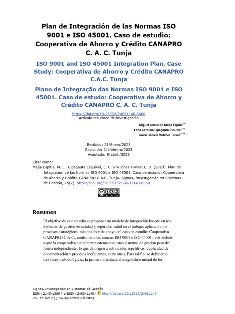 Plan de Integracion de Las Normas ISO 9001 e ISO 4 | PDF | Auditoría | Calidad (comercial)