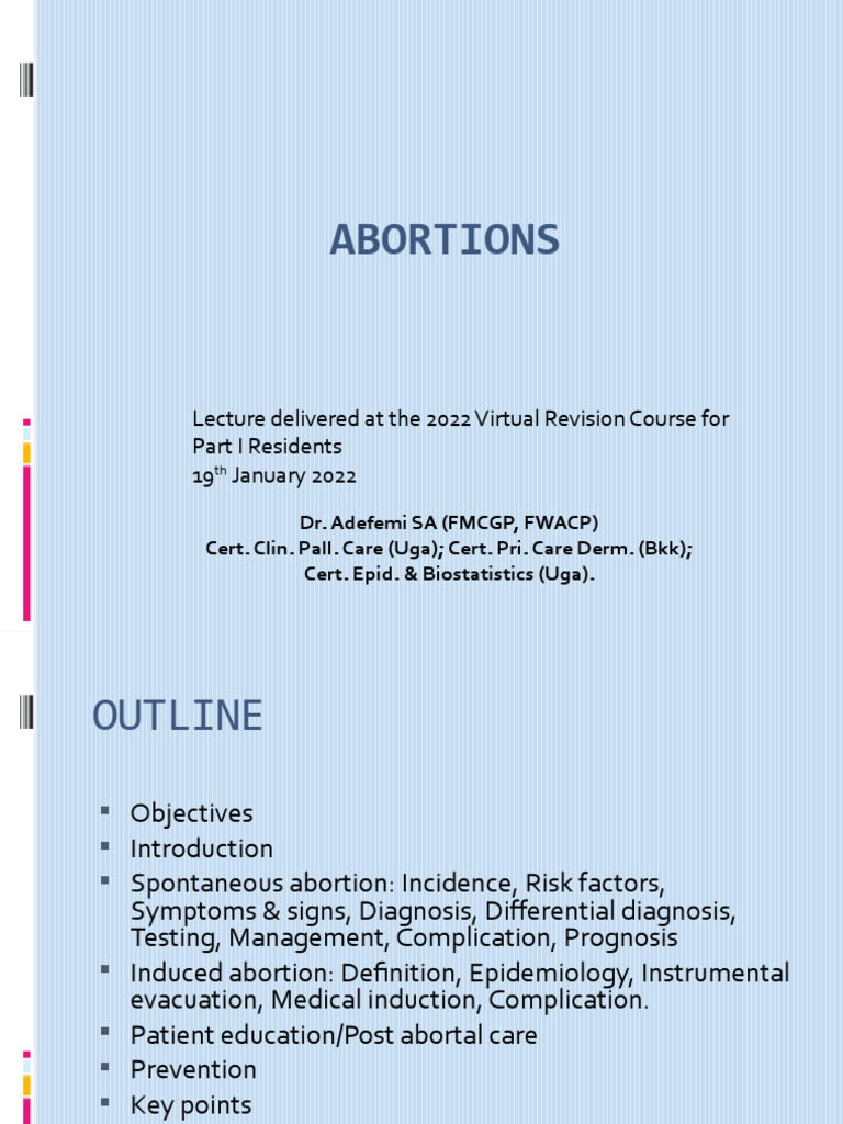 ABORTIONS AND ITS MANAGEMENT - Final | PDF | Miscarriage | Pregnancy
