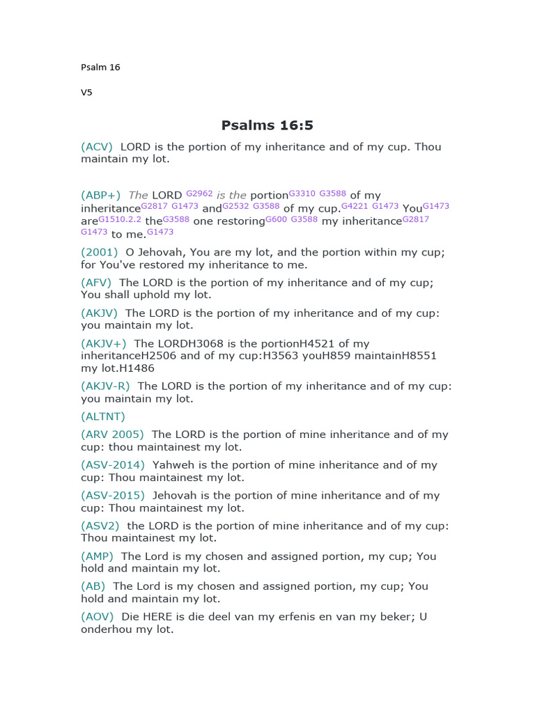 Psalm 16:5 - The Lord as My Inheritance | PDF | Names Of God | Bible ...
