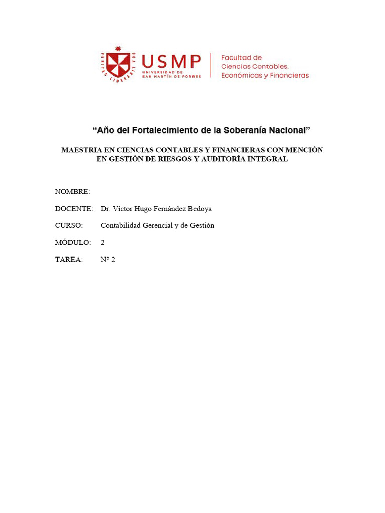 Tarea 2 - Contabilidad Gerencial y de Gestión - MICN | PDF | Planificación | Business