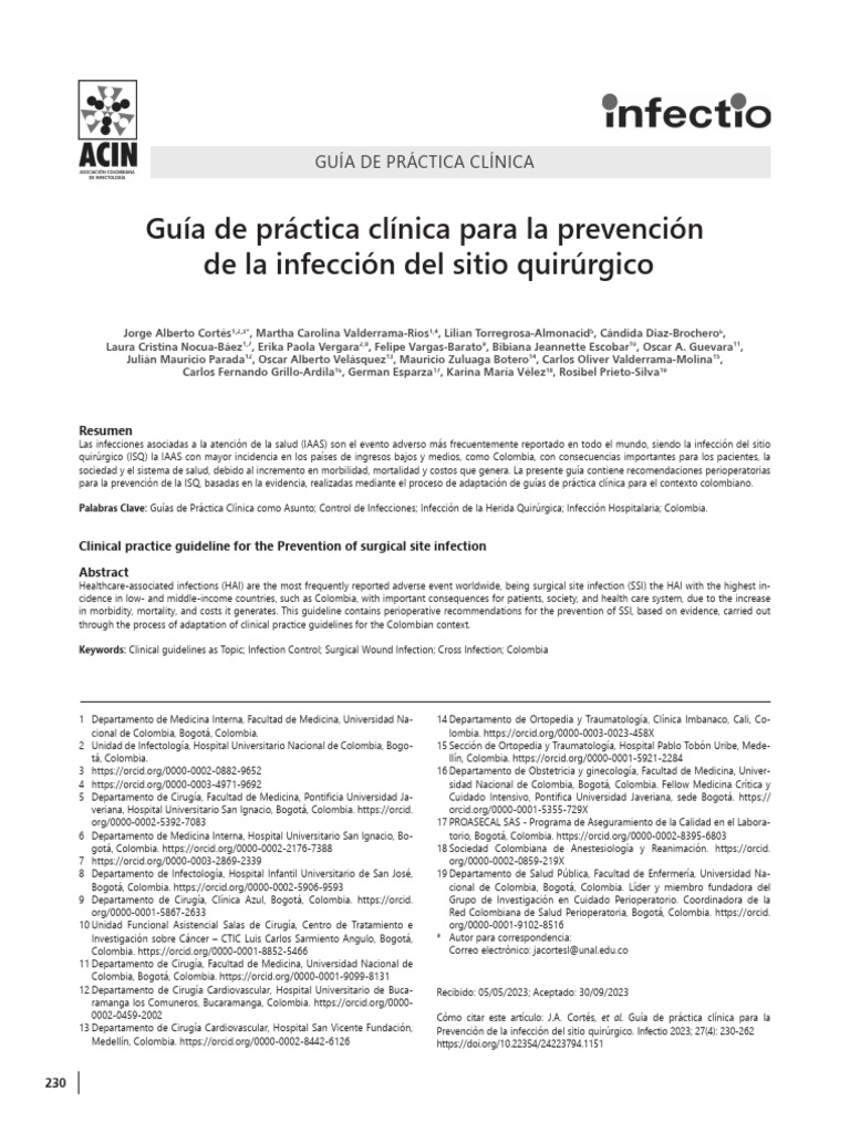 Guia de Practica Clinica para La Prevención de ISQ INFECTIO 2023 | Descargar gratis PDF ...