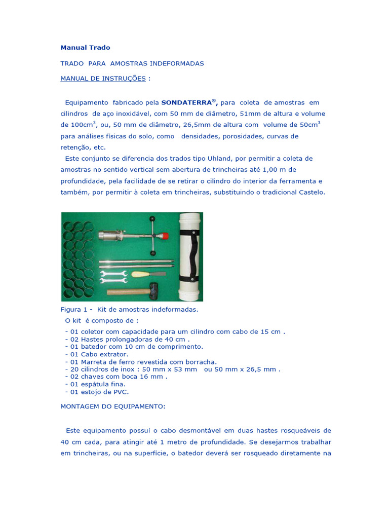 Manual Trado Amostras Indeformadas | PDF