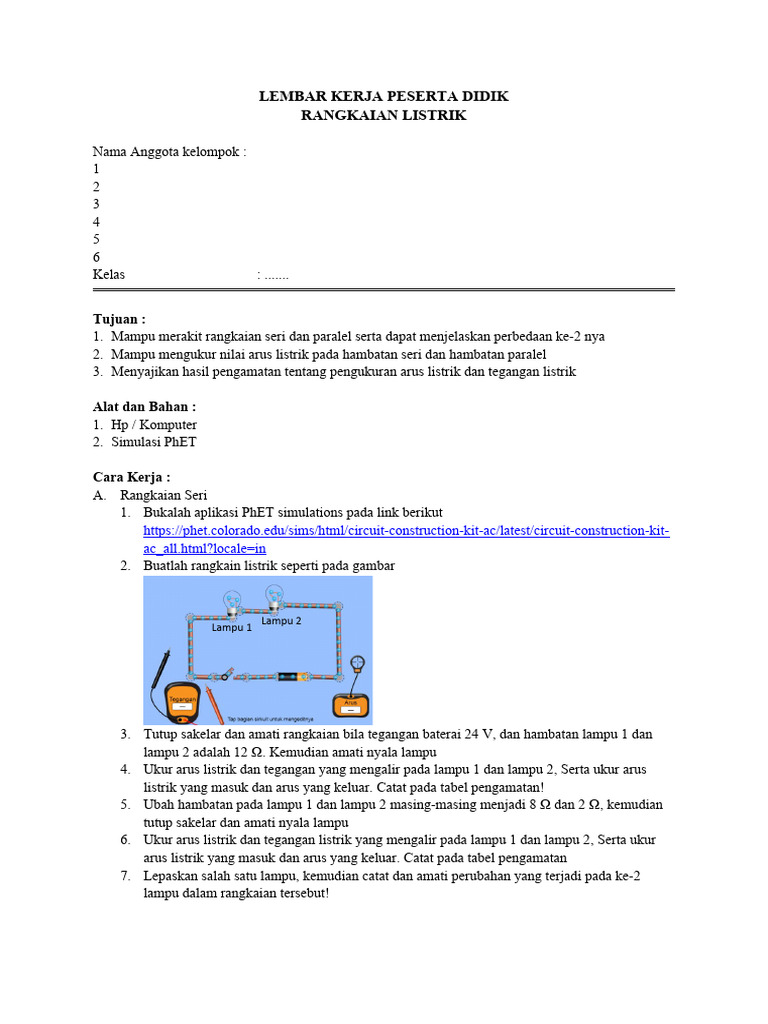 LKPD Rangkaian Listrik | PDF