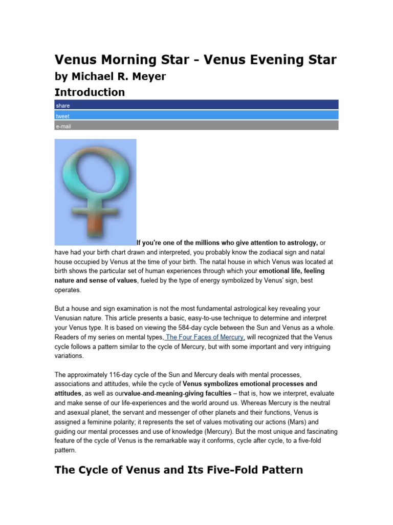 Venus Morning Star | PDF | Venus | Planets In Astrology