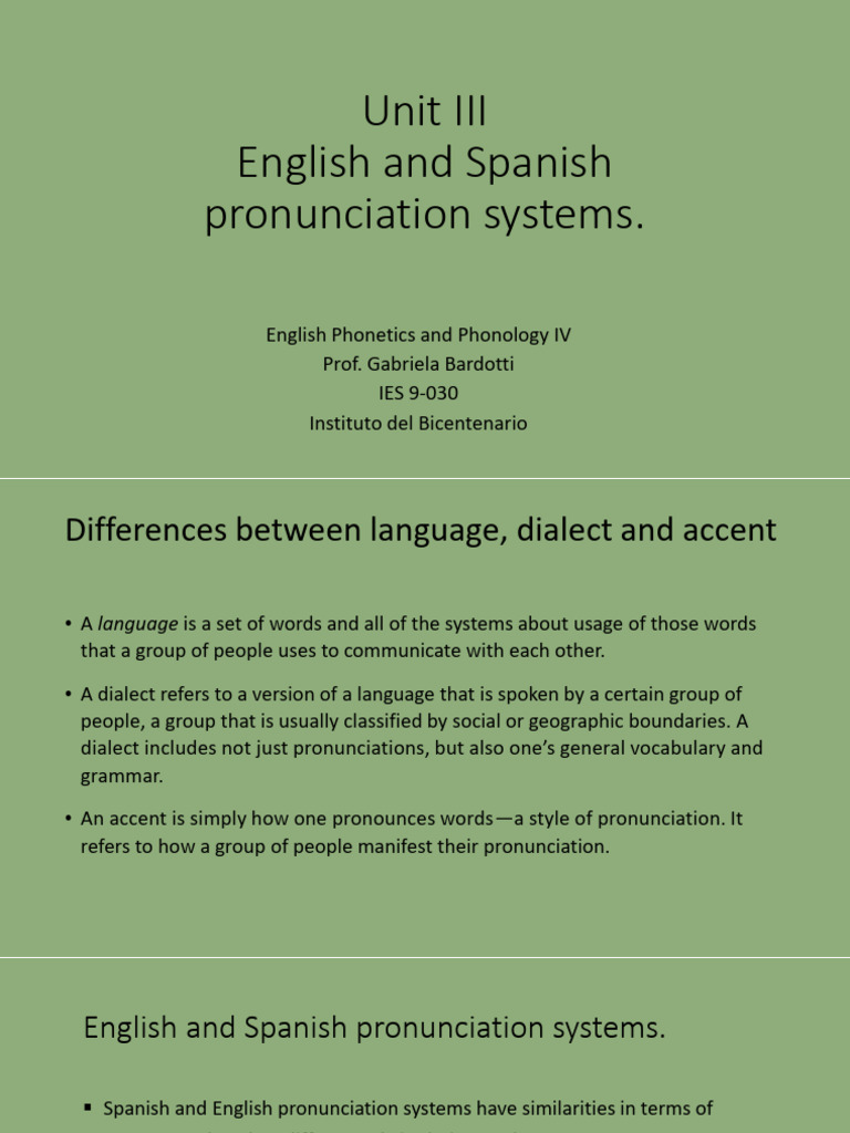 English vs. Spanish Pronunciation Guide | PDF | English Language ...