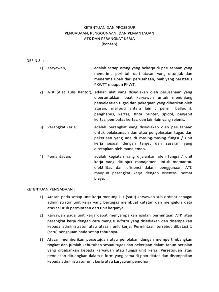 SOP ATK & Perangkat Kerja | PDF