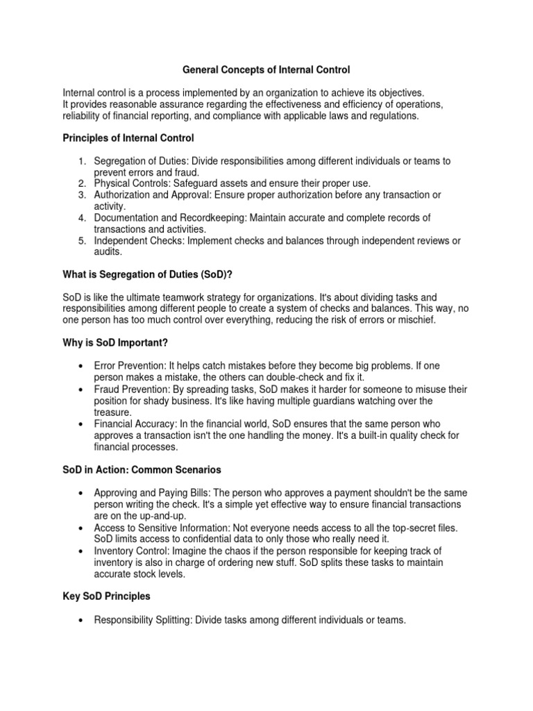 Internal Control Principles Explained | PDF | Internal Control | Audit