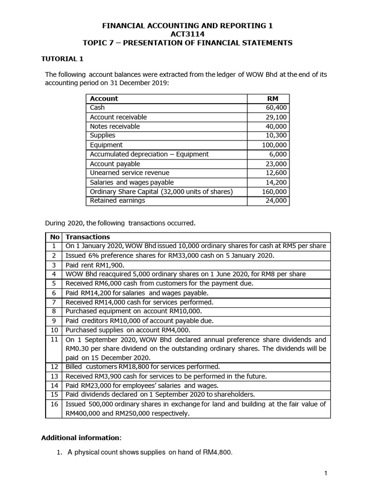 Tutorials Topic 7 | PDF | Debits And Credits | Expense