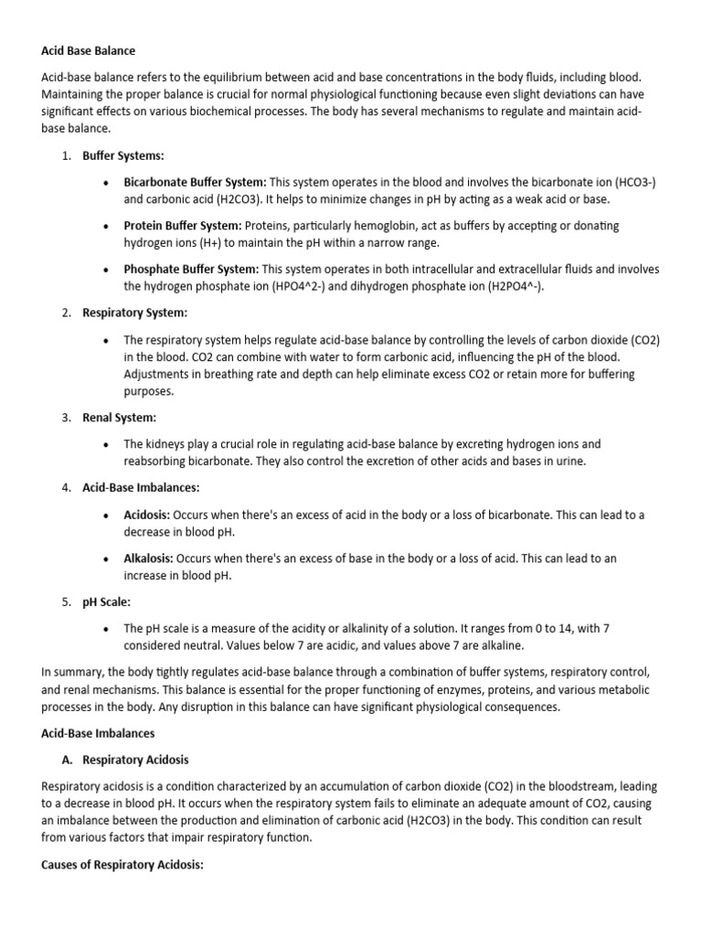Acid Base Imbalances | Download Free PDF | Medicine | Causes Of Death
