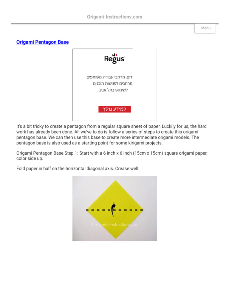 Origami Pentagon Cut | PDF | Home & Garden