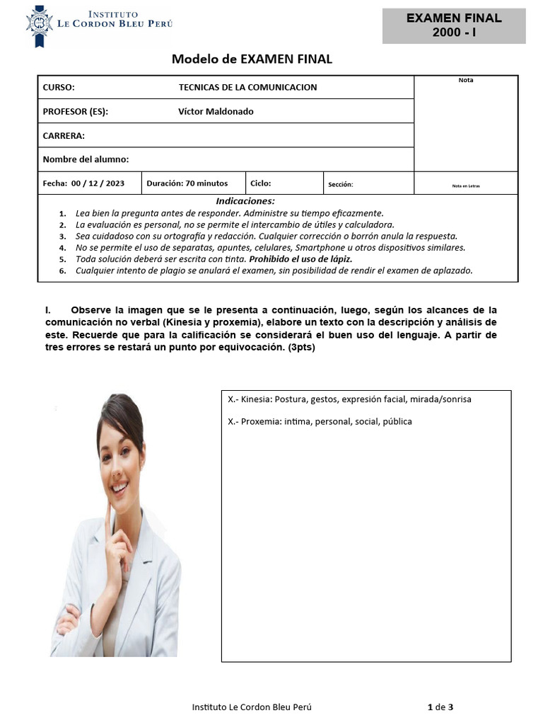 Modelo de Examen Final - 2000 II | PDF