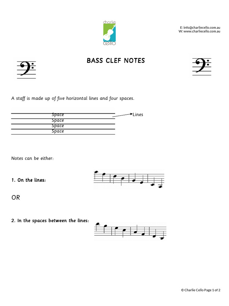CELLO Bass Clef Notes | PDF