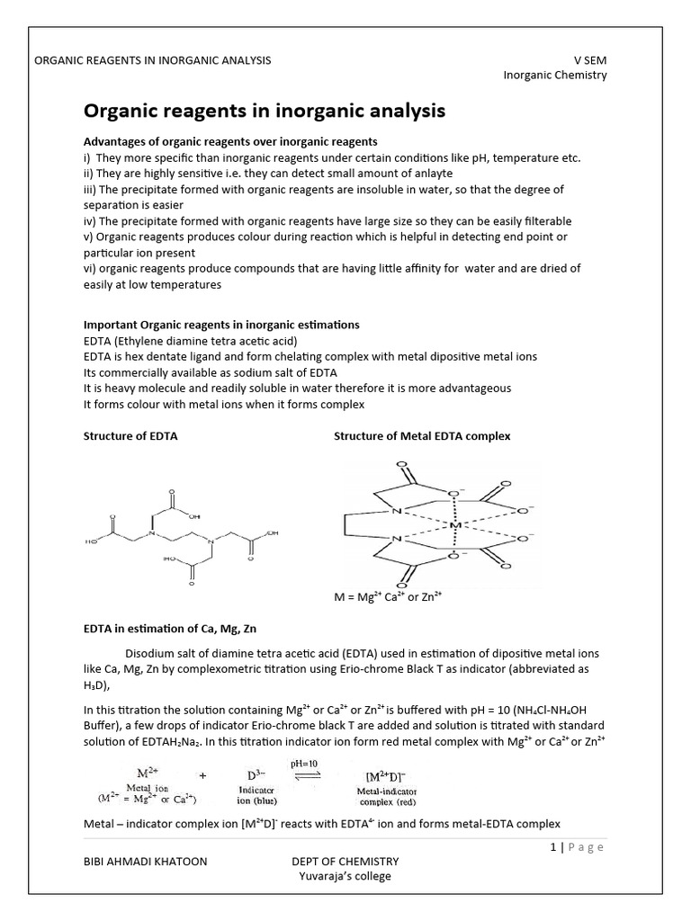 Organic Reagents | PDF