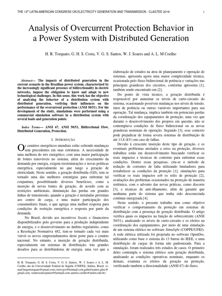 Analysis of Overcurrent Protection Behavior in A Power System With Distributed Generation | PDF ...