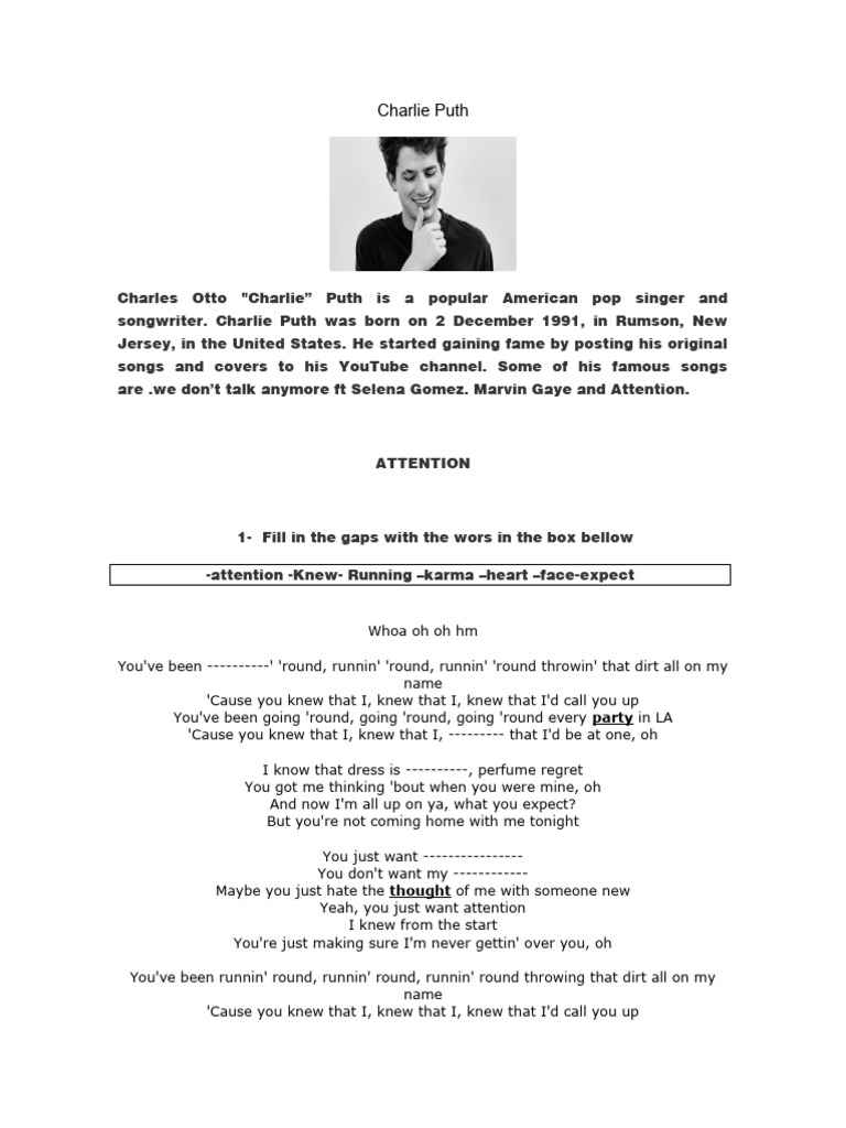 Charlie Puth | PDF | Recorded Music | American Musicians