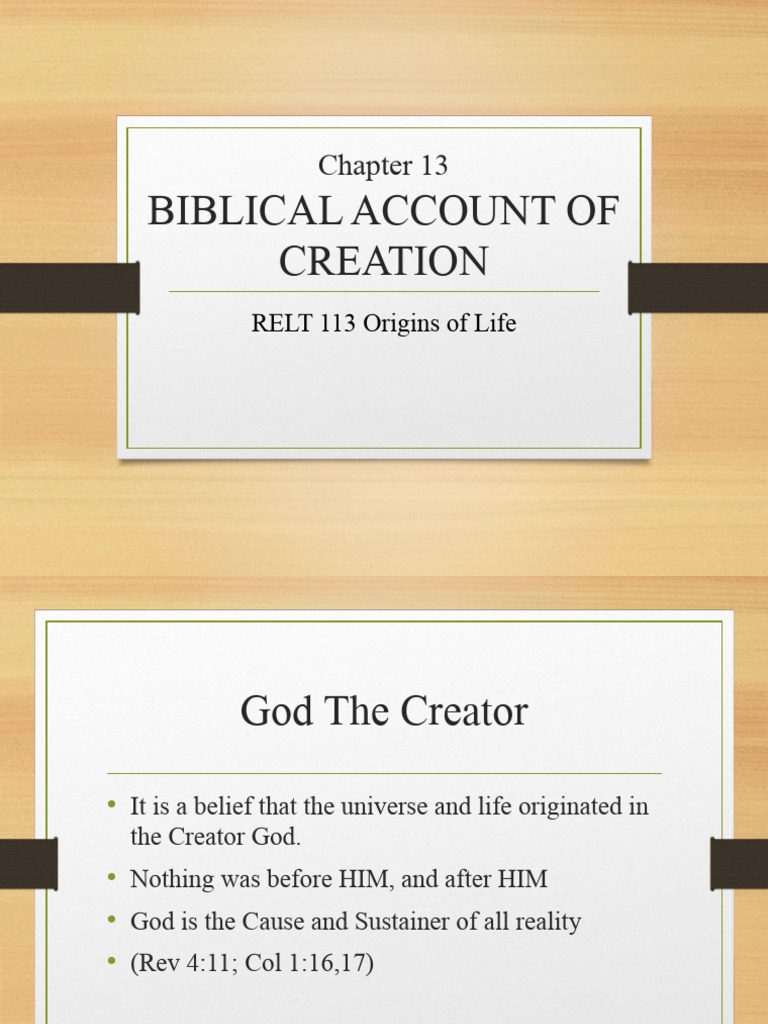 13 - Biblical Account of Creation | PDF | Genesis Creation Narrative | Book Of Genesis