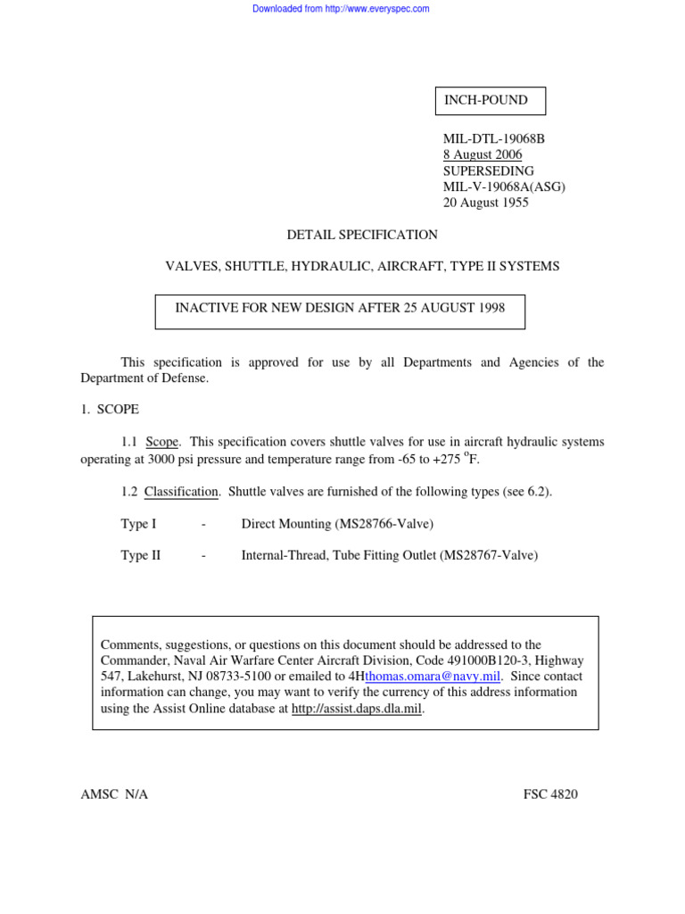 Mil DTL 19068B | PDF | Valve | Leak